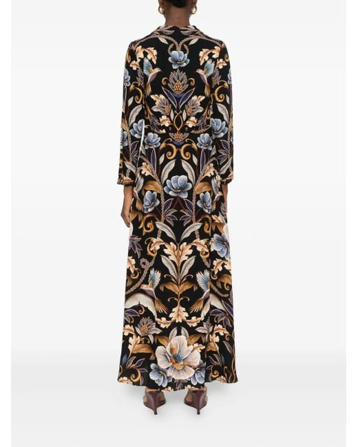 FARM Rio Snake Garden Floral-Print Dress in Black | Lyst UK