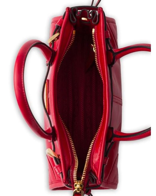 Prada Mini Bonnie Leather Tote Bag in Red | Lyst UK