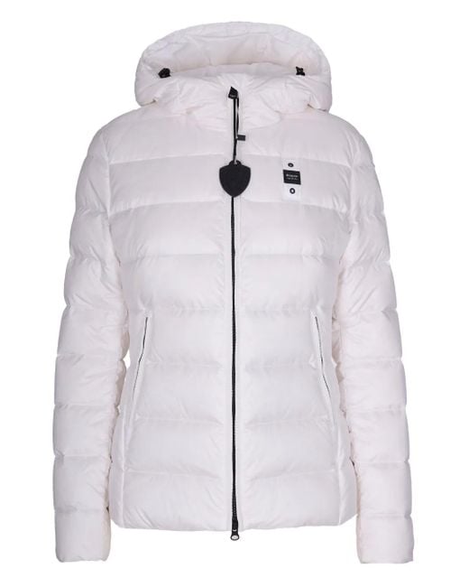 Blauer Caroll Hooded Embellished Puffer Jacket in Grey | Lyst UK