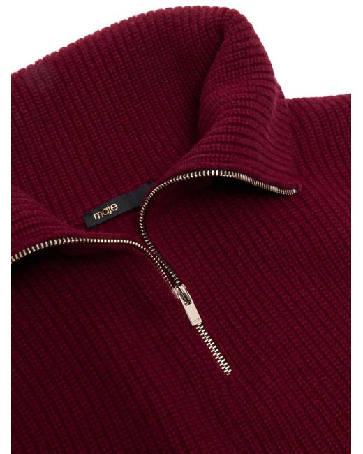 Maje Zip-Up Collar in Red | Lyst UK