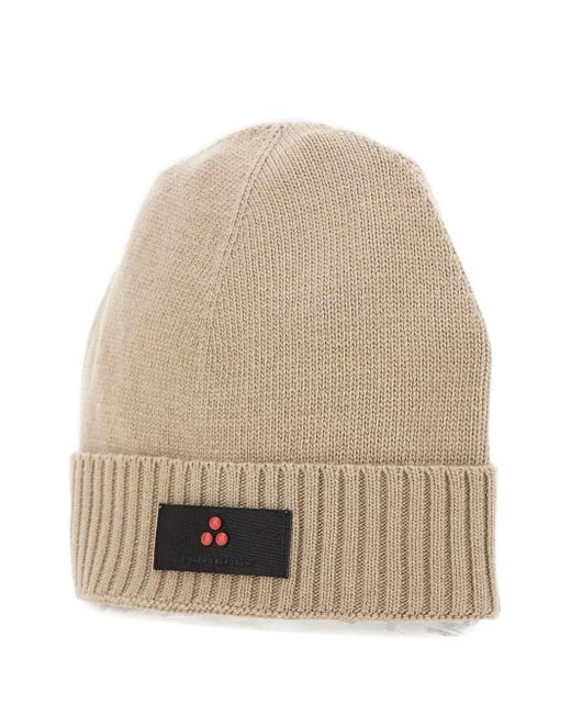 Peuterey Logo-Detail Beanie in Natural | Lyst UK