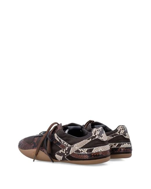 Miu Miu Snakeskin-Effect Leather Sneakers in Brown | Lyst UK