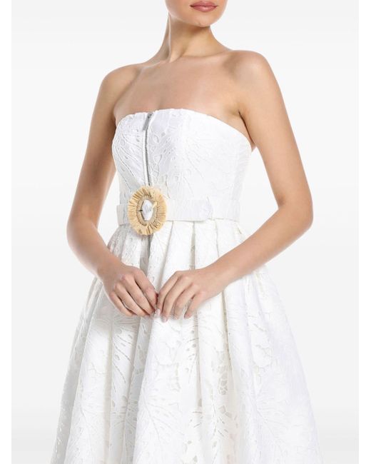 LEO LIN Norine Bustier Midi Dress in White | Lyst