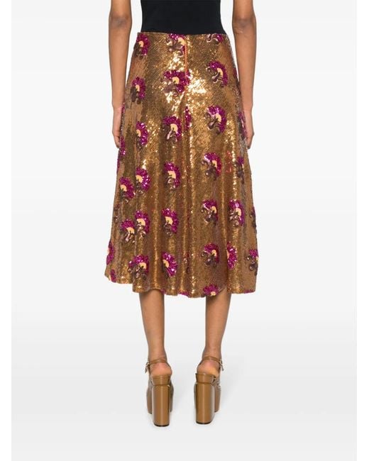 La DoubleJ Holly Sequin-Embellished Skirt in Red | Lyst