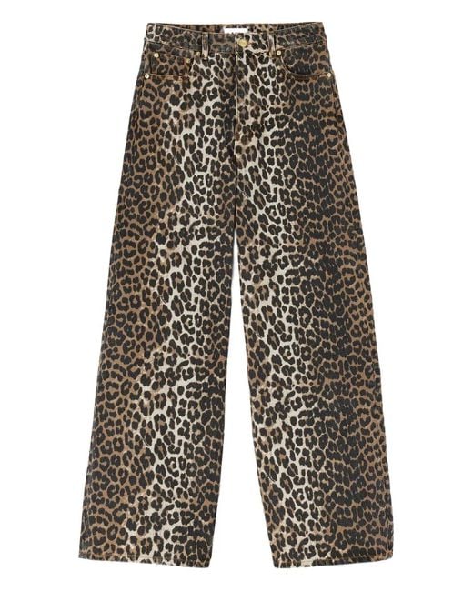 Ganni Leopard-print Denim in Grey | Lyst UK