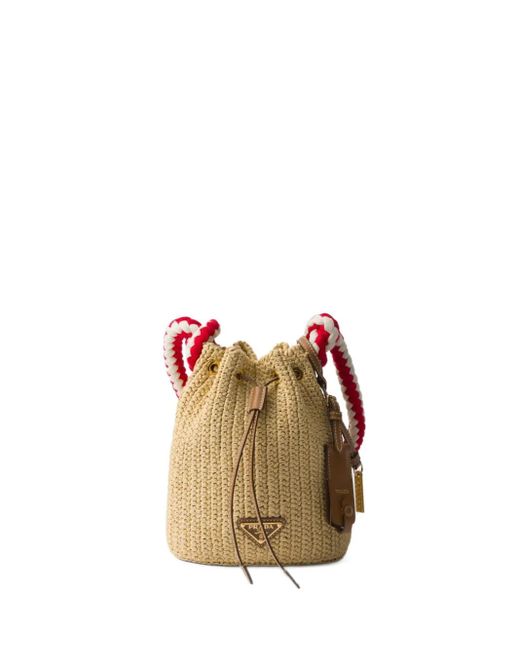 Prada Woven Drawstring Bag in Metallic | Lyst