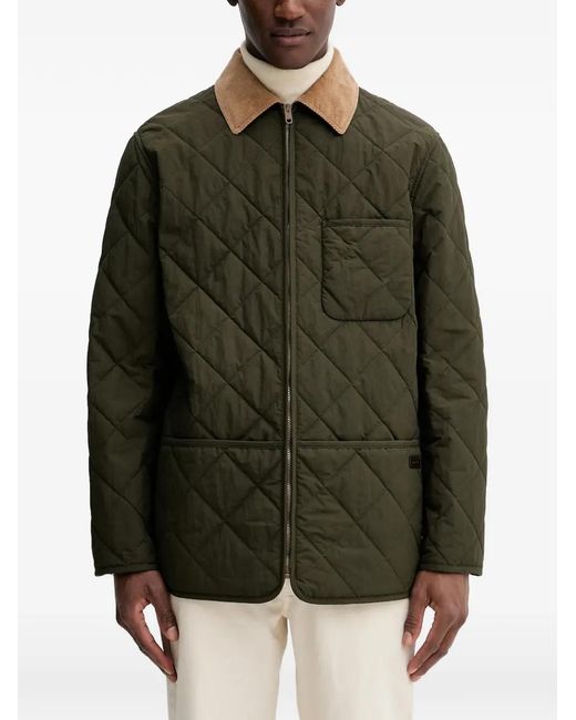Bally Corduroy-Collar Quilted Jacket in Green for Men | Lyst UK