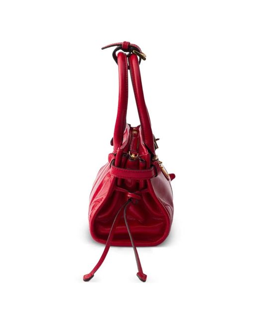 Prada Mini Bonnie Leather Tote Bag in Red | Lyst UK