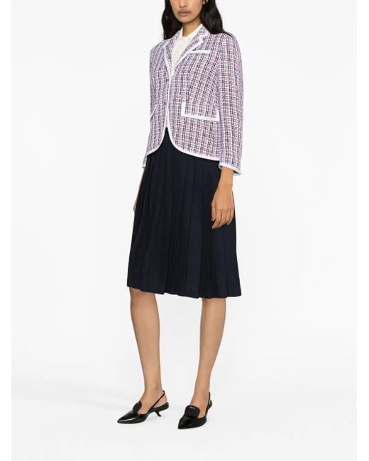 Thom Browne Check-Pattern Tweed Jacket in Red | Lyst UK