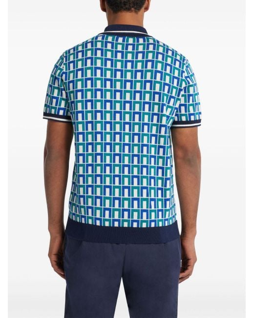 Lacoste Geometric-Pattern Print Polo Shirt in Blue for Men | Lyst