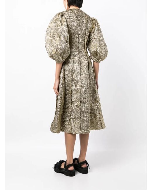 Simone Rocha Crystal-embellished Cloqué Midi Dress in Metallic | Lyst