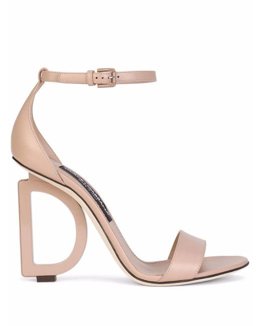 Dolce And Gabbana Dg Heel Leather Sandals In Pink Lyst