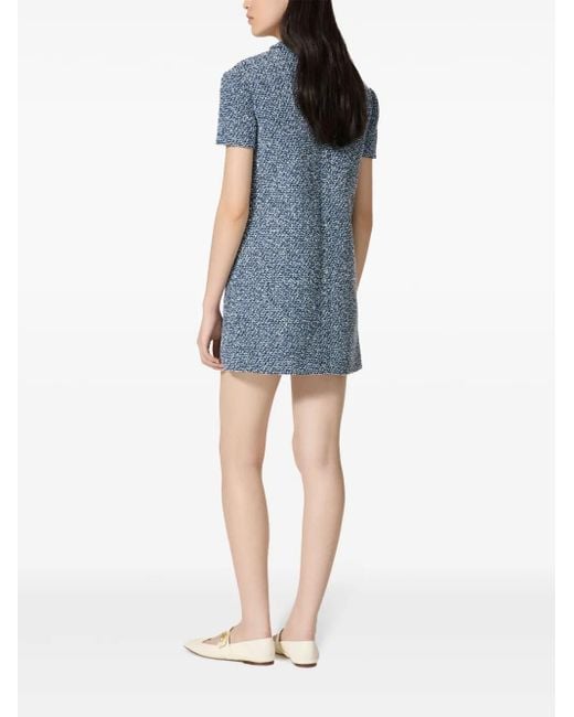 Valentino Garavani Tweed Denim Mini Dress in Blue | Lyst