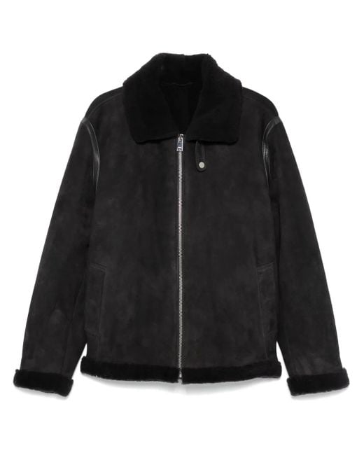 Arma Suede Shearling-Trimmed Zip Jacket in Black for Men | Lyst