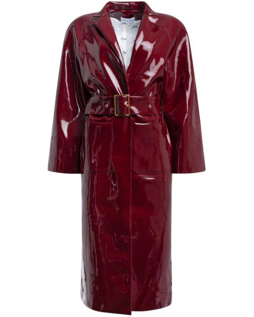 ROWEN ROSE Vinyl Trench Coat in Red | Lyst