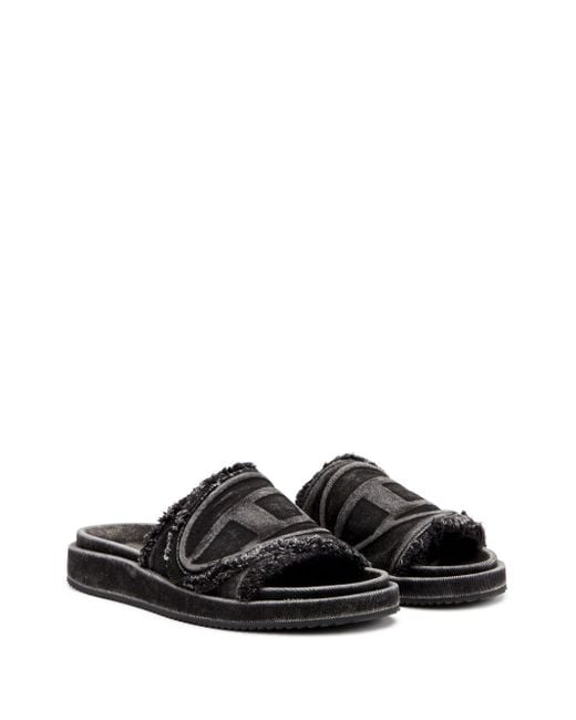 DIESEL Sa Oval-D Slides in Black | Lyst