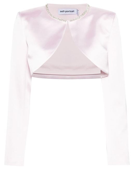 Self-Portrait Satin Bolero Jacket in Pink | Lyst