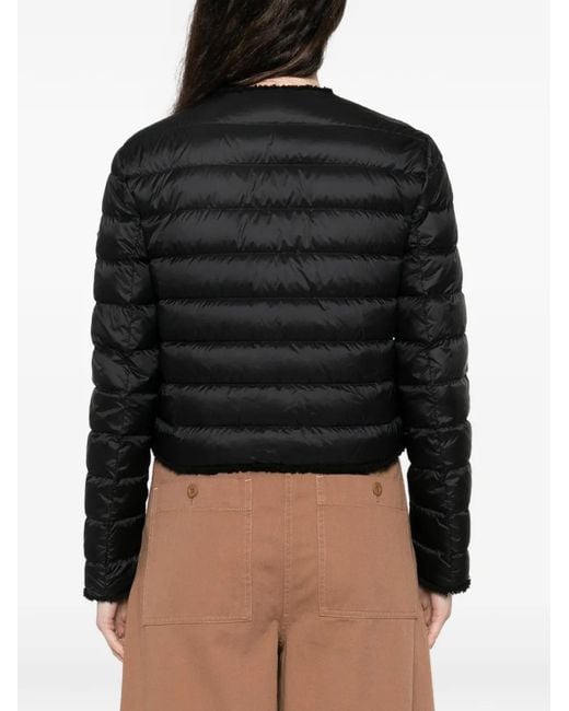 Moncler Fleurs Button Quilted Jacket in Black | Lyst UK