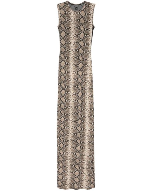 Marine Serre Python-Print Draped Maxi Dress in White | Lyst UK