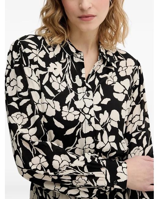 Benetton Floral-Print Midi Dress in White | Lyst