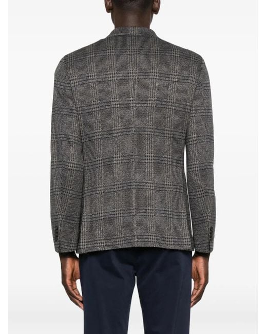 Manuel Ritz Double-Breasted Checked Blazer in Grey for Men | Lyst UK