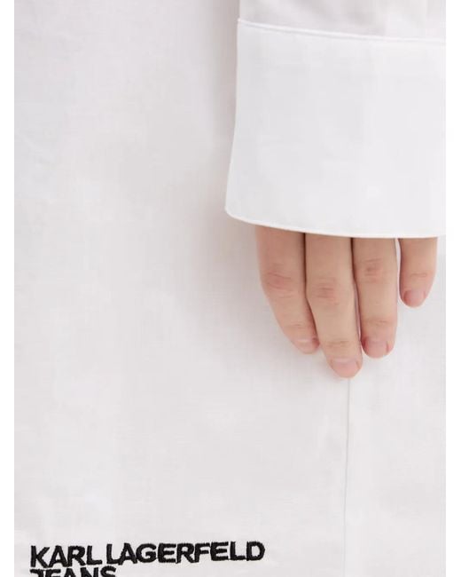 KARL LAGERFELD Corset-Style Mini Shirt Dress in White | Lyst UK
