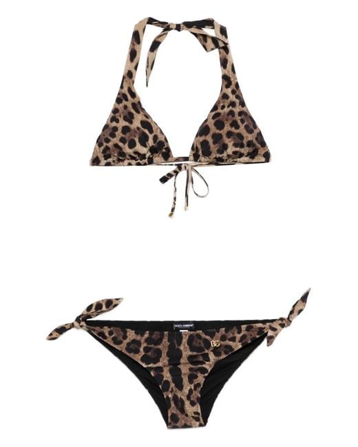 Dolce & Gabbana Leopard-print Tie Bikini in White | Lyst UK