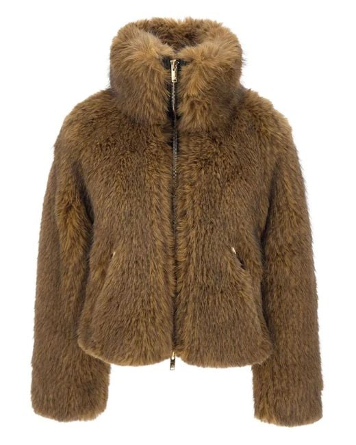 Moose Knuckles Zip Faux-Fur Jacket in Brown | Lyst
