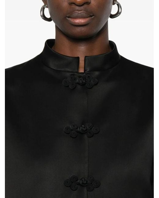 Rohe Mandarin-Collar Satin Jacket in Black | Lyst UK