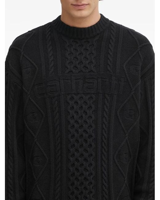 Carhartt Cable-Knit Logo Sweater in Black for Men | Lyst UK