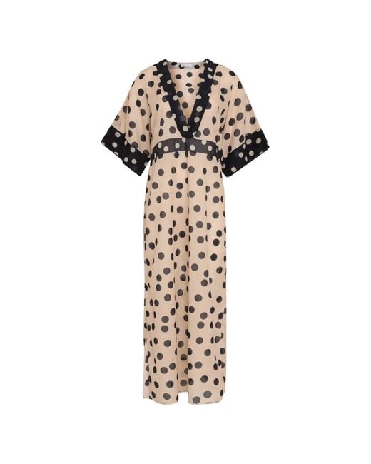 Brigitte Bardot Polka-Dot V-Neck Midi Beach Dresses in White | Lyst UK