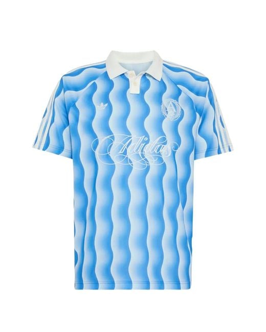 adidas Wave-Print Polo Shirt in Blue for Men | Lyst