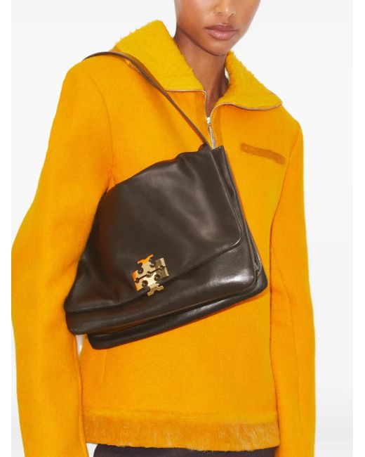 Tory Burch Large Charlie Logo Shoulder Bag in Brown | Lyst UK