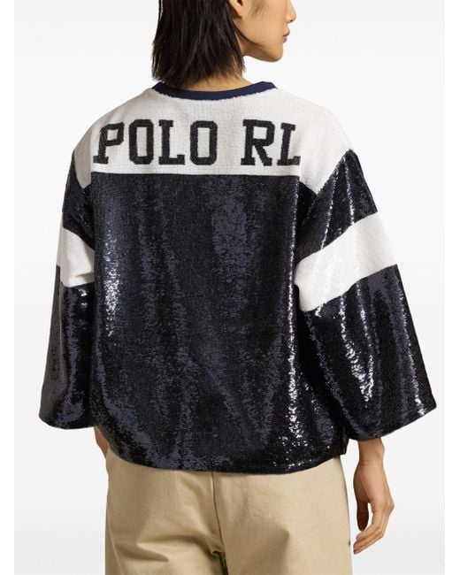 Polo Ralph Lauren Sequin Embellished T Shirt In Black Lyst