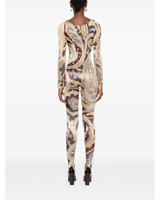 Wolford X Etro Paisley-Print Catsuit in Natural | Lyst