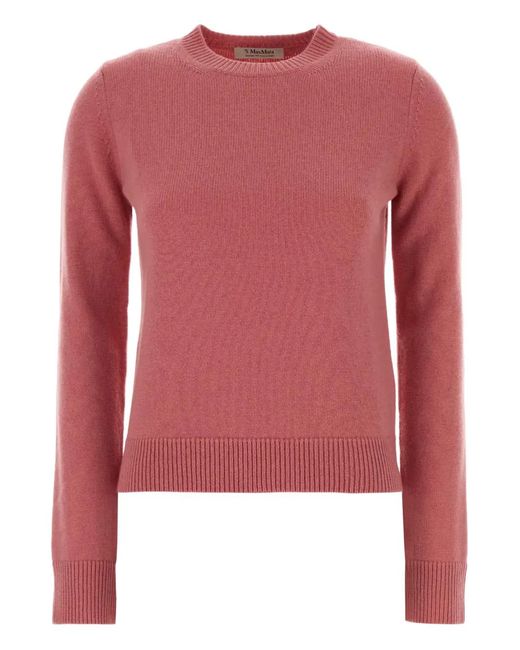 Max Mara Elbow-Patch Sweater in Pink | Lyst UK