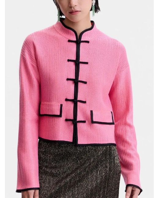 Shanghai Tang Textured Jacket in Pink | Lyst
