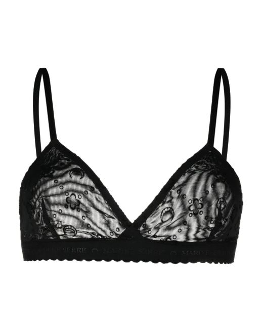 Marine Serre Flocked Monogram Mesh Bra in Black | Lyst