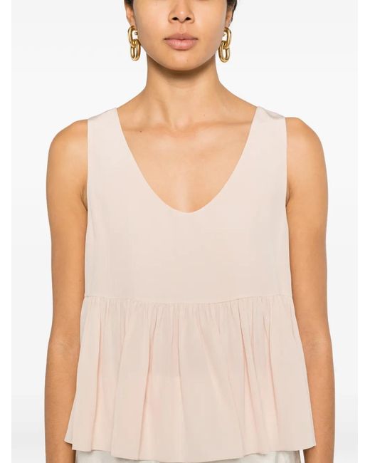Chloé Peplum-Hem Top in Pink | Lyst UK
