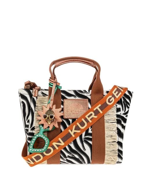 Kurt Geiger Small Southbank Zebra-Print Tote Bag in White | Lyst