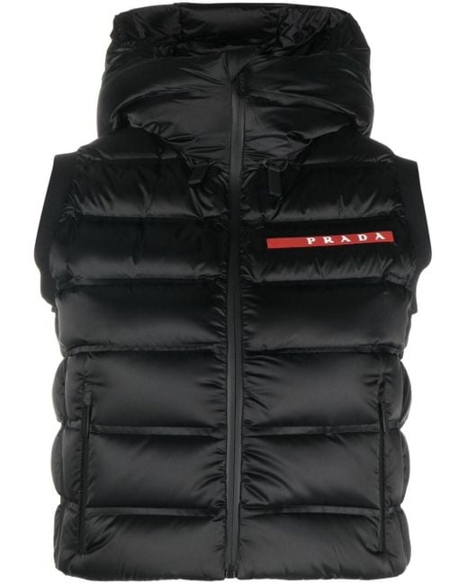 Prada Bodywarmer Met Logo Plakkaat in het Zwart | Lyst NL