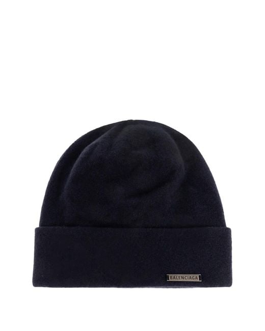 Balenciaga Logo-Plaque Beanie in Blue | Lyst UK