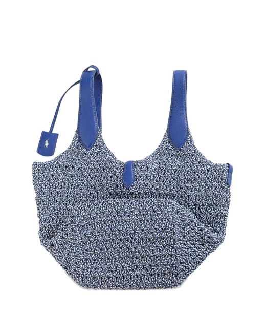 Polo Ralph Lauren Leather Tote Bag in Blue | Lyst