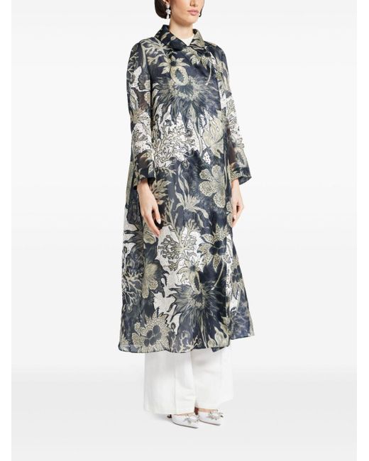 Biyan Floral Coat in Gray | Lyst