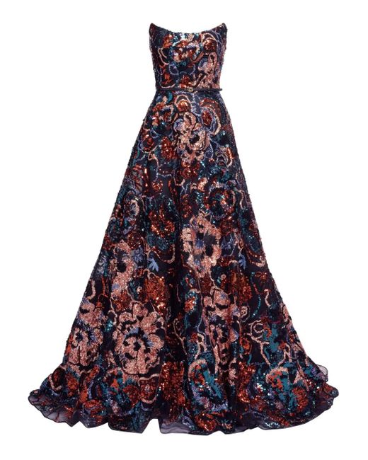 Elie Saab Sequin-Embellished Maxi Dress in Blue | Lyst UK