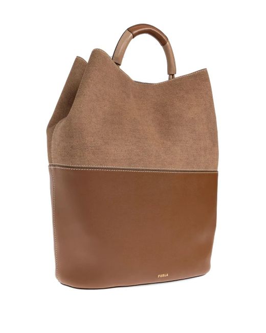 Furla Sfera S Suede Leather Tote Bag in Brown | Lyst UK