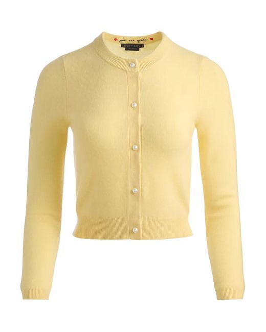 Alice + Olivia Dollie Cashmere Cardigan in Yellow | Lyst UK