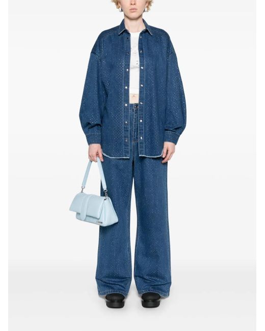 Sandro Denim Shirt With Rhinestones in Blue | Lyst
