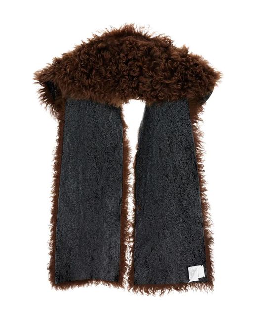 Plan C Tobacco Velour Shearling Stole in Brown | Lyst