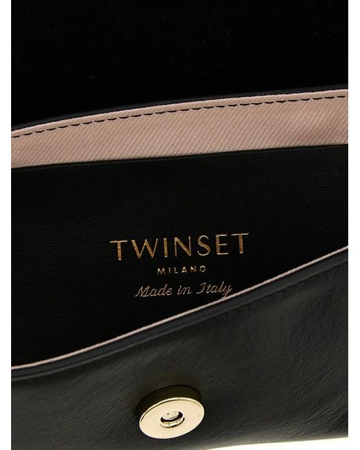 Twinset Logo Knot Leather Shoulder Bag in Black | Lyst UK